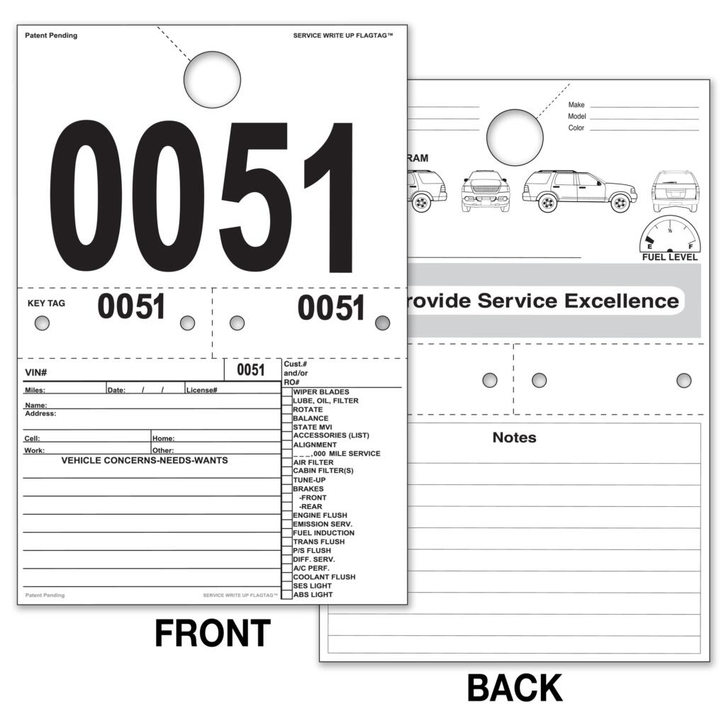 Service Write-Up Tags - Dealers Supply Company