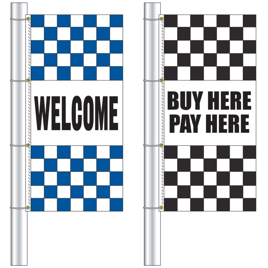 DS-630 Checkered Flags w/ Logos or Slogans (Single-Face)