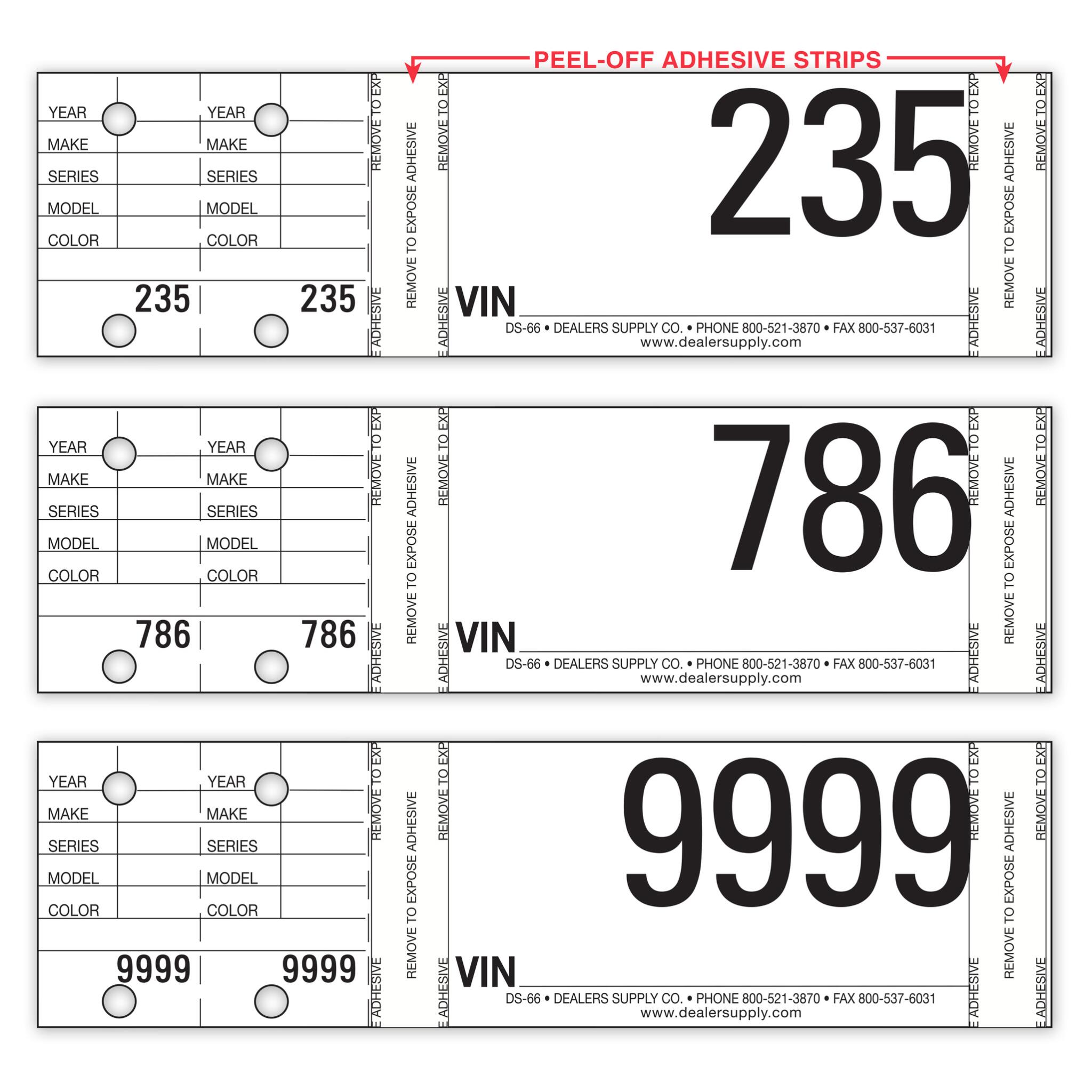 DS-66 Standard Stock Stickers with 2 Tags - DS-66