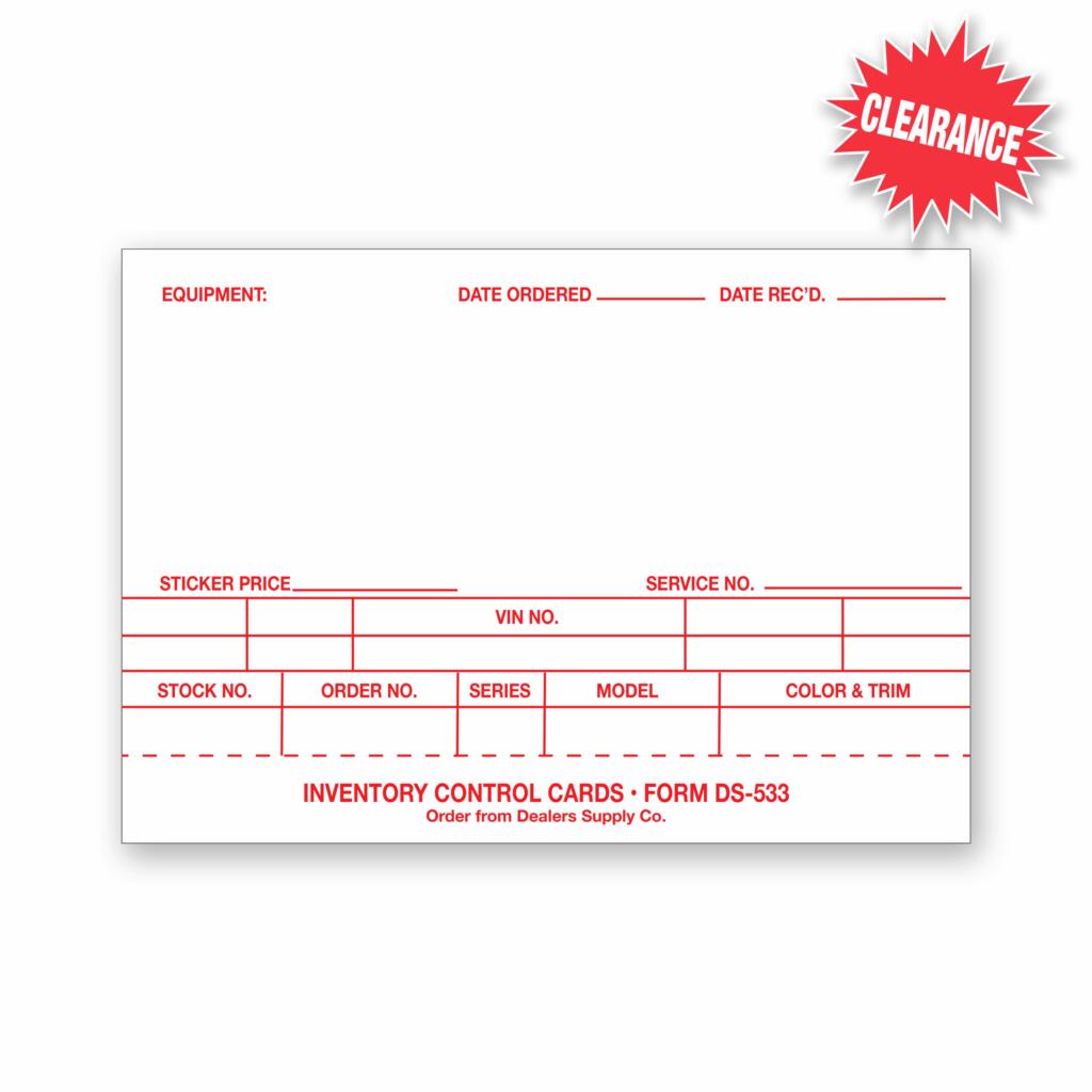 Inventory Control Cards - Dealers Supply Company