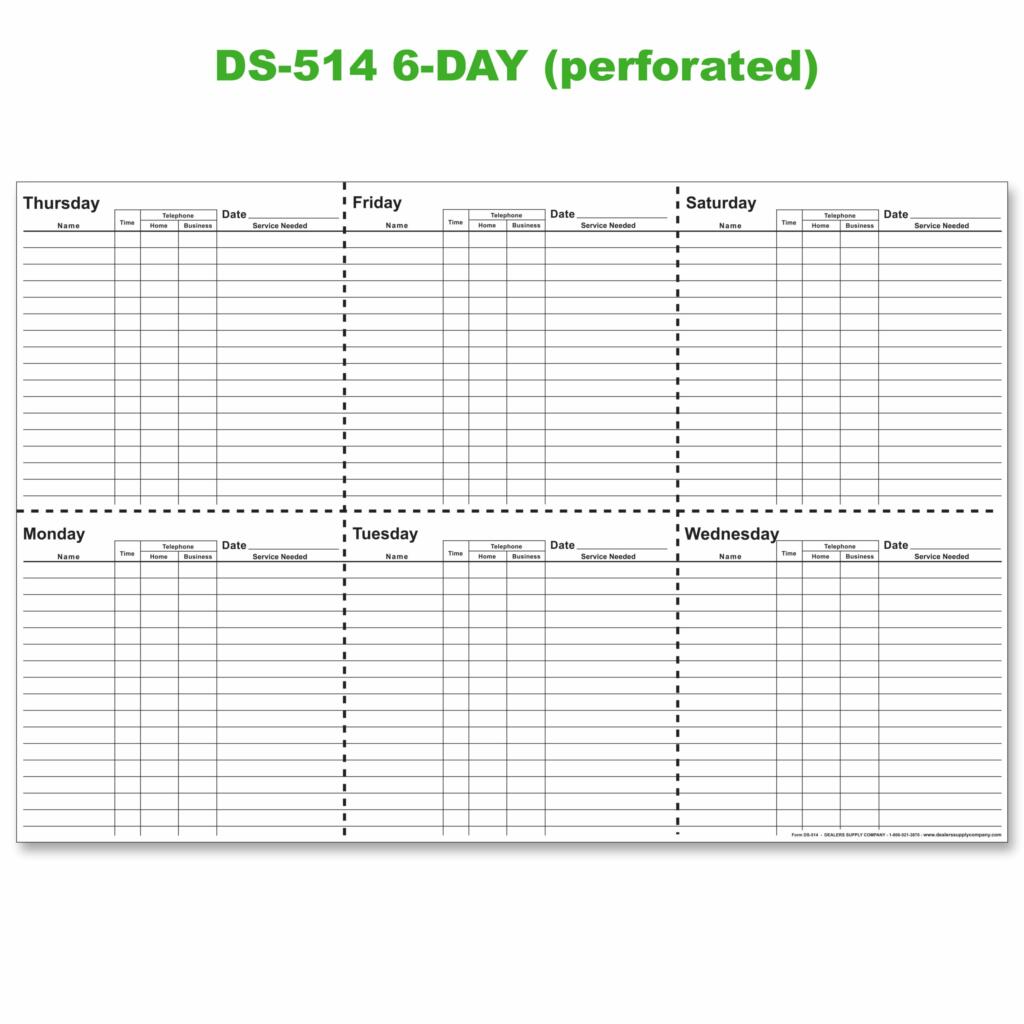 DS-514 Service Appointment Pads - 6-Day
