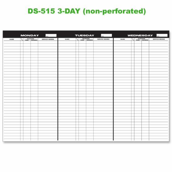 DS-515 Service Appointment Pads - 3-Day