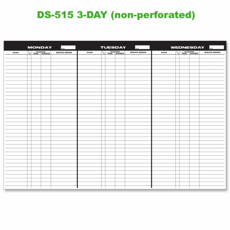 DS-515 Service Appointment Pads - 3-Day