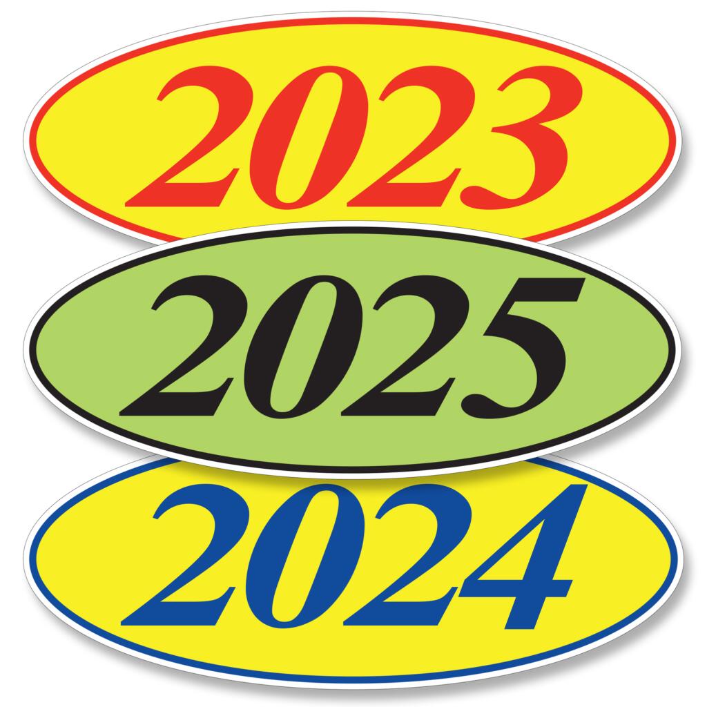 Oval Yearly Stickers - Dealers Supply Company