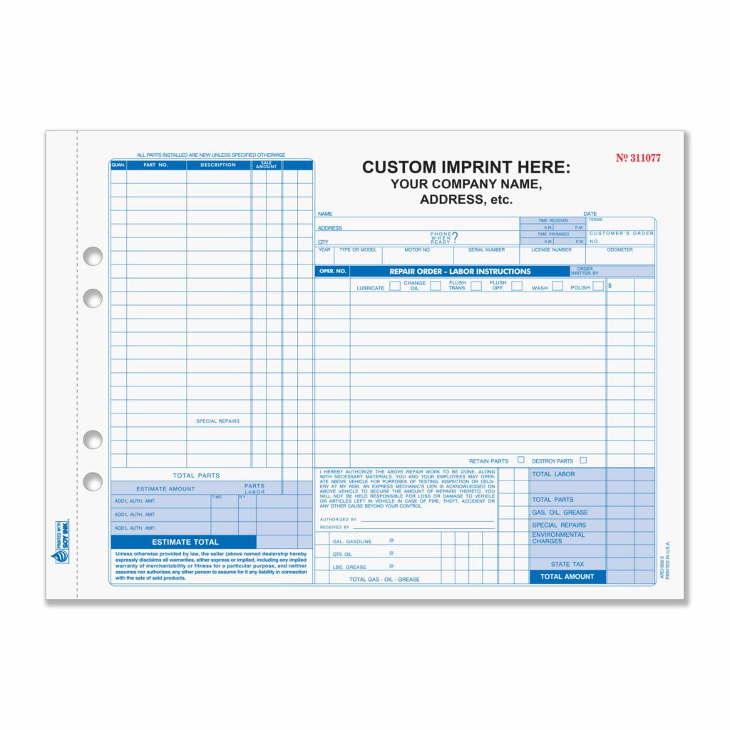 DS-554 Automotive Repair Forms