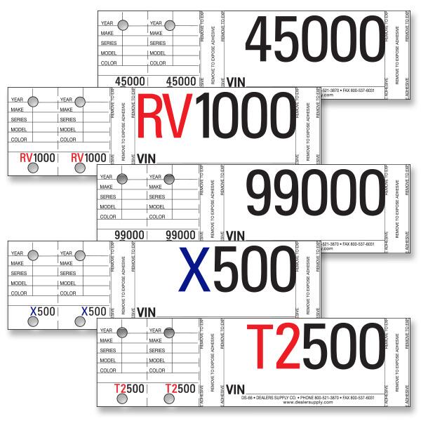 Custom Numbered stock Stickers (DS-266) - Dealers Supply Company