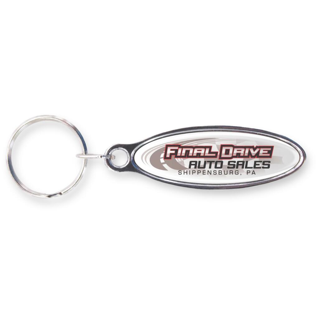 Domed Chrome Plated Key Fobs (Oblong)